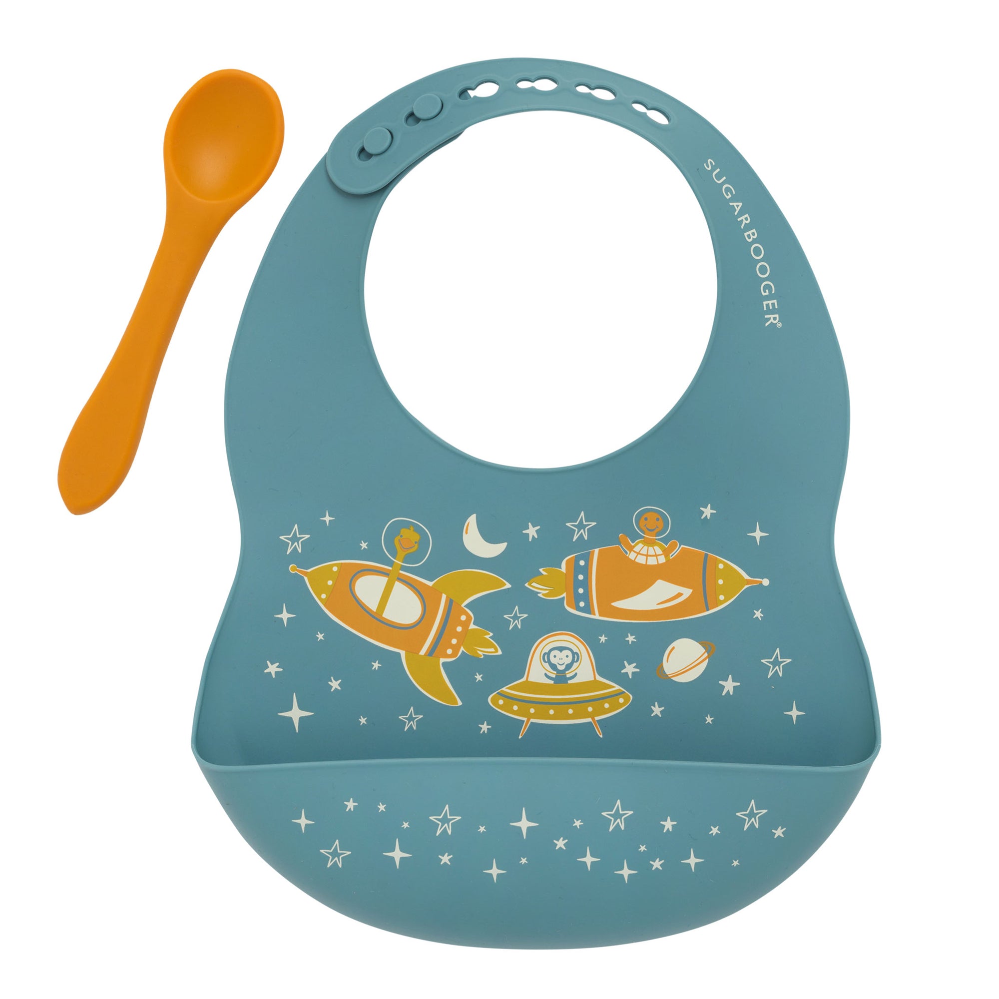 Fresh & Messy Silicone Bib & Spoon Set | Zoom! — Ore' Originals Inc.